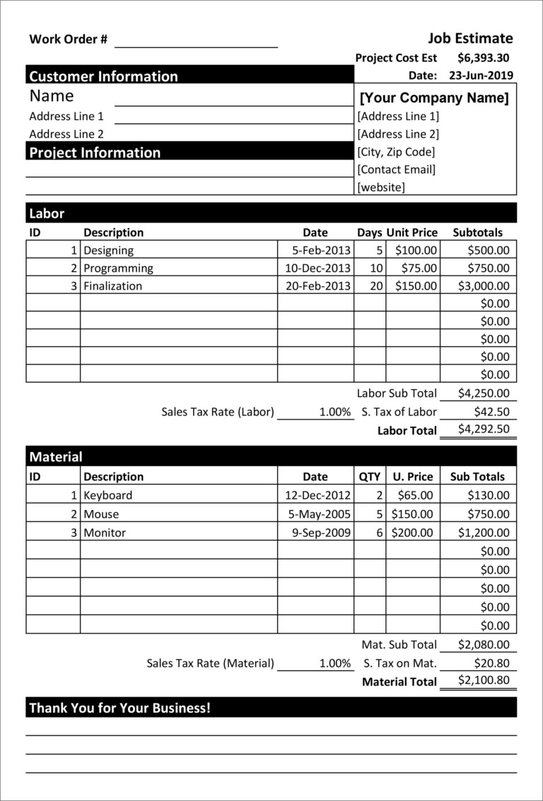 23 Free Templates For Price Estimations, Service Bids, And Sales Quotations