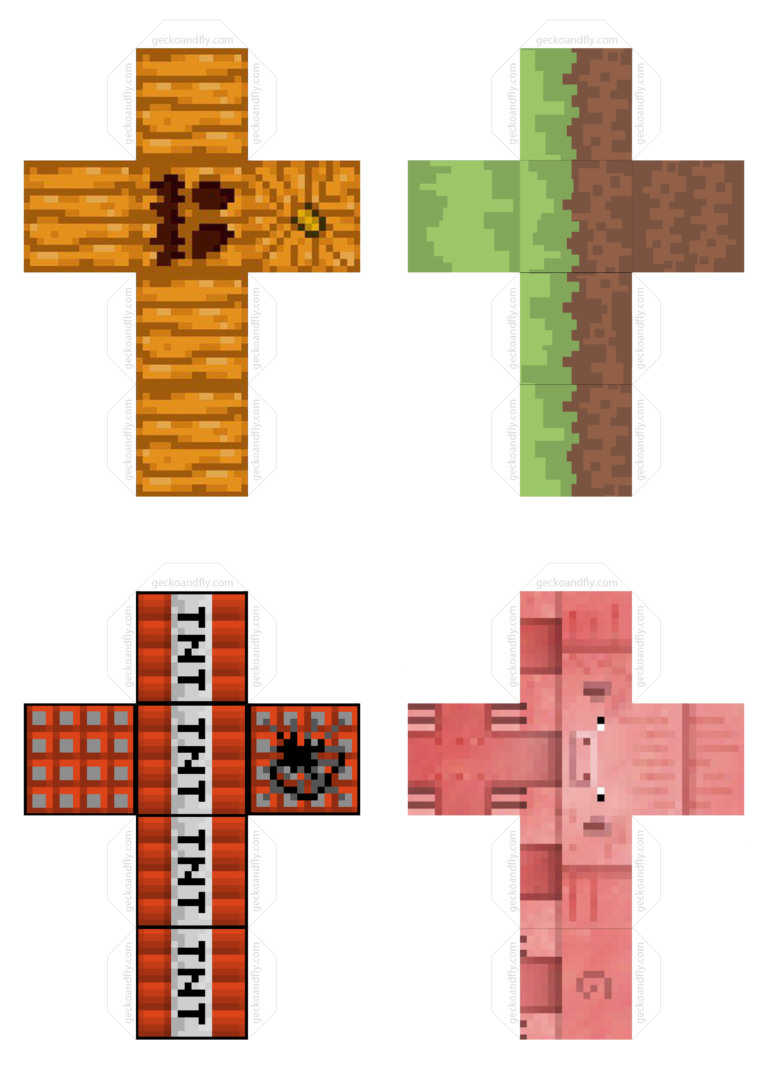 Free 24 Printable DIY Minecraft Cube Papercraft Templates