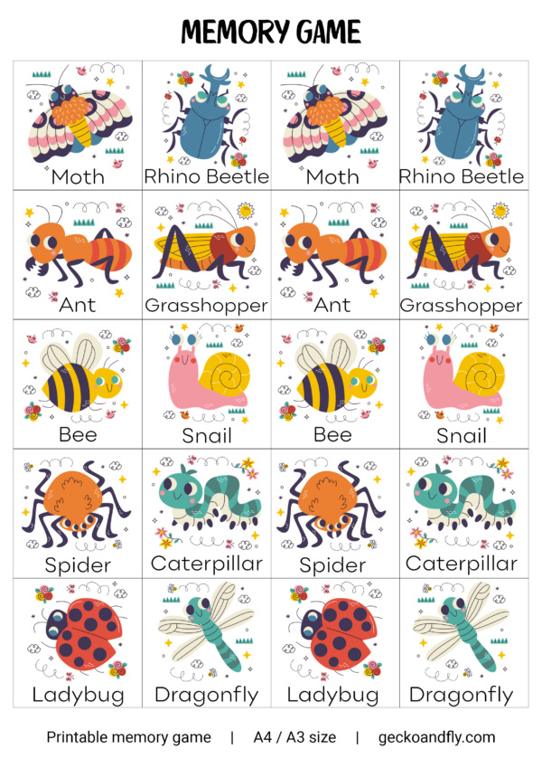 8 Free Printable Memory Game With Text