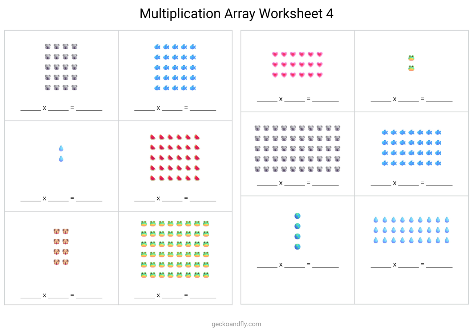 20+ Free Printable Multiplication 1-12 Worksheets, With Arrays and Tables