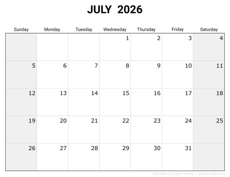 12 Free Printable 2026 Monthly Calendars Simple Minimalist Style